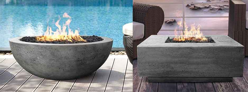 Modern Outdoor Gas Fire Pit 24" Aegean Round Fire Pit Table With